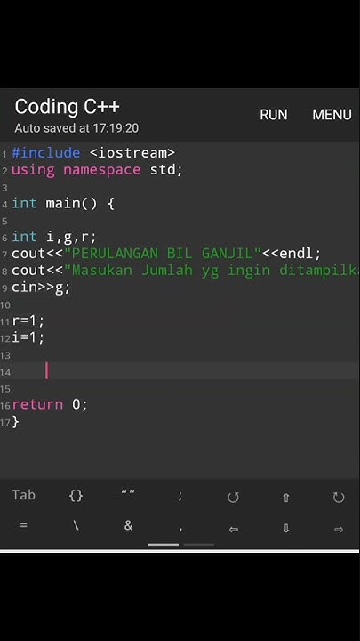 C/C++ Membuat Program Menampilkan Bilangan Ganjil #cpp #coding #pemrograman #shorts # ...