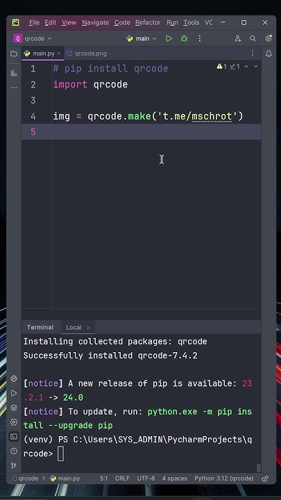 QR-Codes mit Python programmieren #pythonprogramming #programming #code #shorts - YouTube