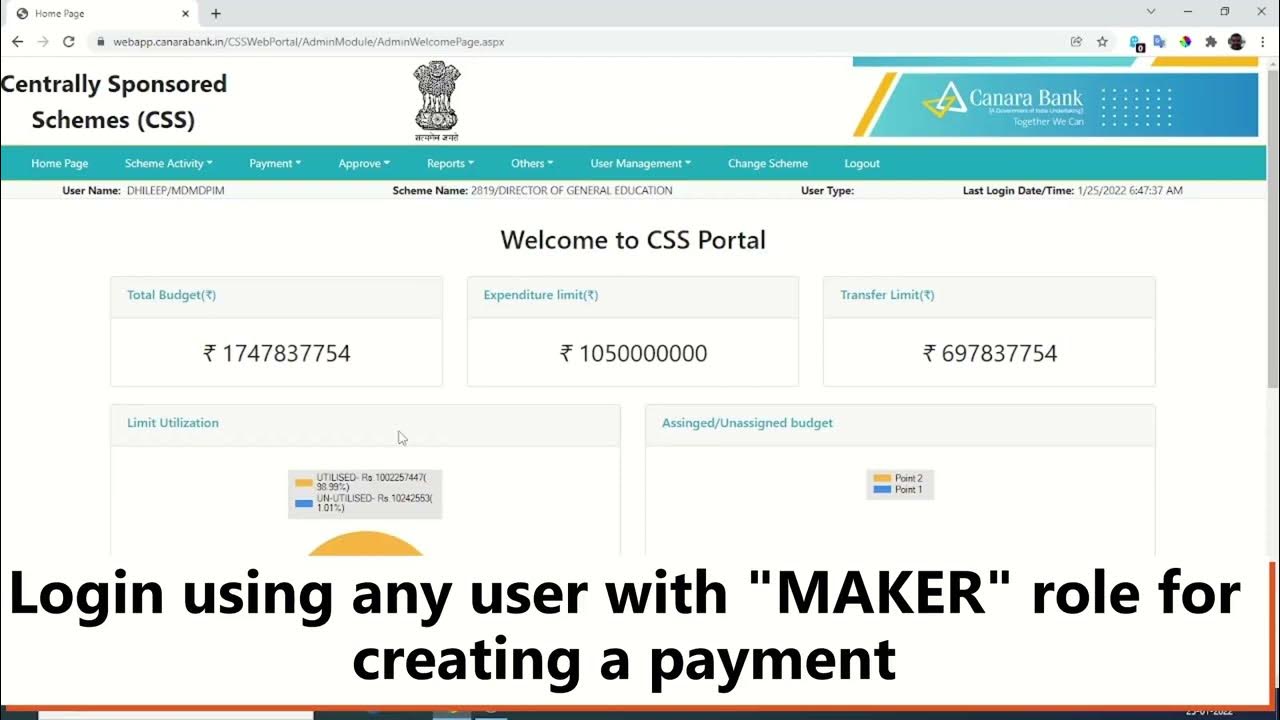 PFMS - CSS PORTAL INSTRUCTIONS / CANARA BANK / VIDEO PART 2 - YouTube