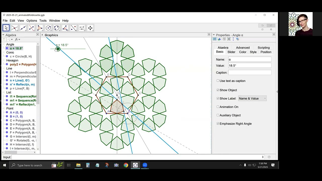 GeoGebra for Absolute Beginners - Animated 6-fold Star Rosette PART 2 ...