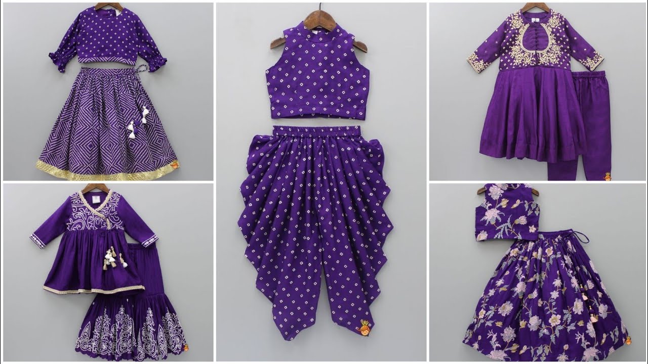 Baby girl purple dress ideas/Most trendy purple colour dress design for ...