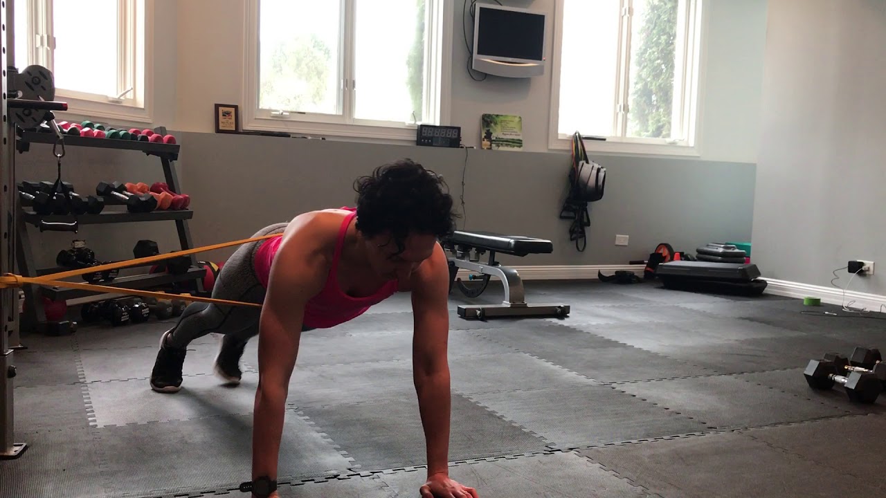 How to work on core stability with a banded core walk-out. - YouTube