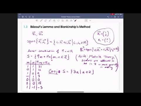 Elementary Number Theory - Lesson 03 - Bézout's Lemma and Blankinship's Method - YouTube