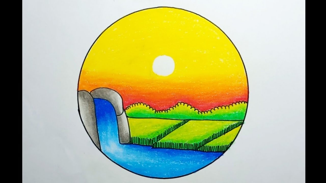 How To Draw Rice Field Scenery With Oil Pastels Step By Step |Drawing ...