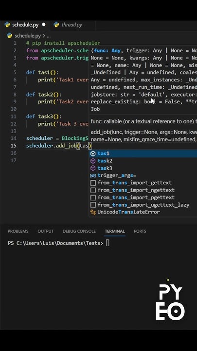 Python Job Scheduling #python #visualstudio #coding #cron #schedule - YouTube