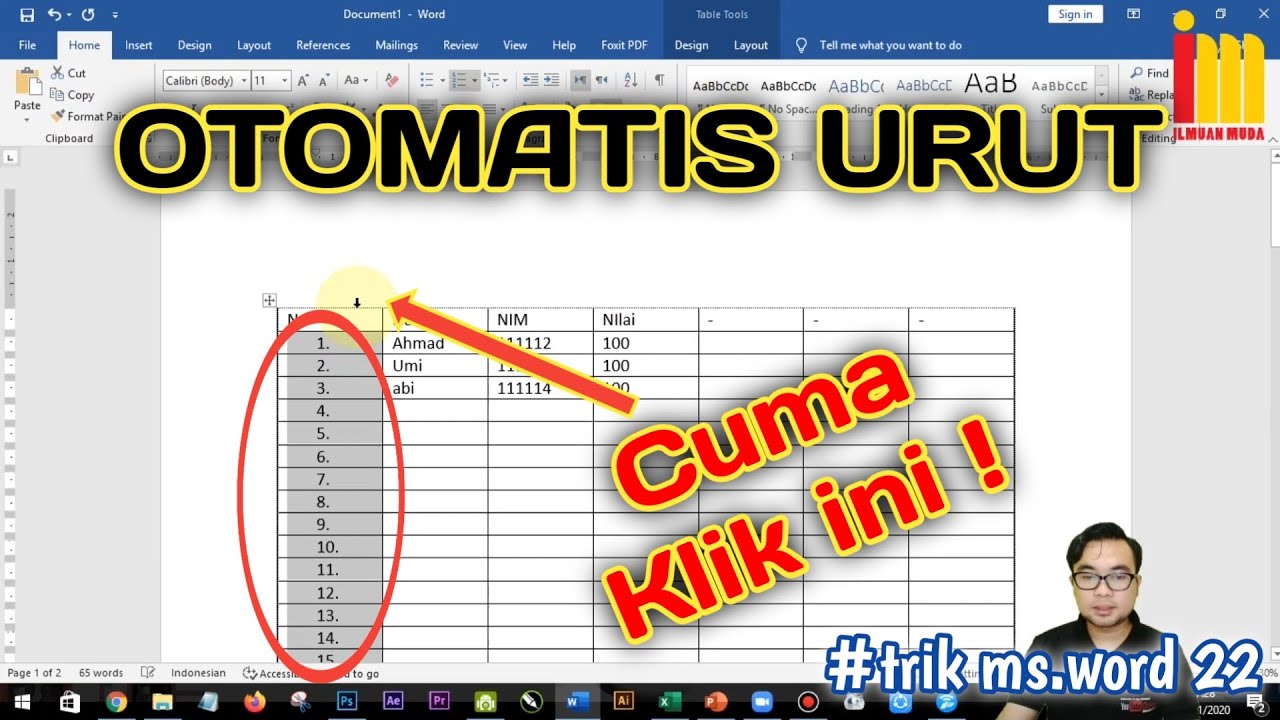 Cara Membuat Nomor Urut Tabel Otomatis di Microsoft Word - Sekali Klik ...