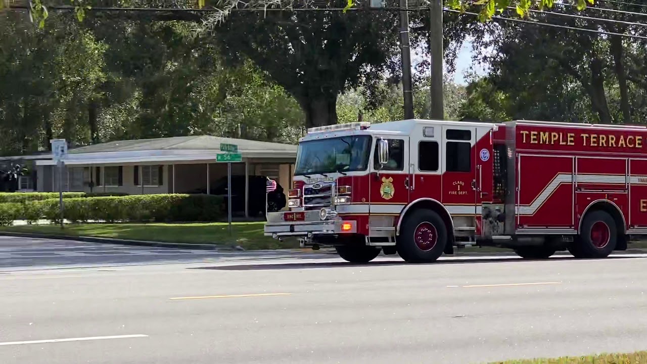 Temple Terrace fire rescue Engine 1 and Rescue 1 responding - YouTube