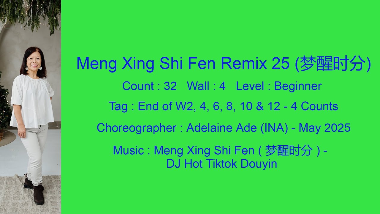 Meng Xing Shi Fen Remix 25 (梦醒时分) Line Dance Teach & Demo - YouTube
