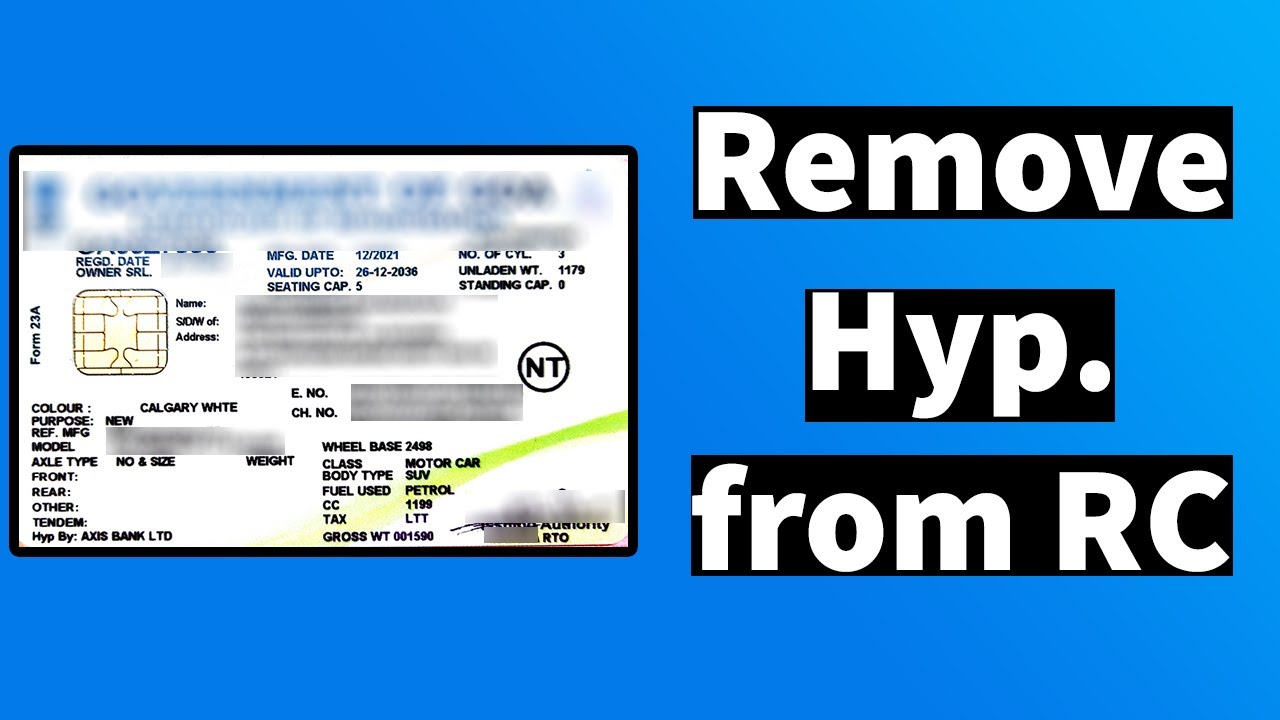 How to Remove Hypothecation from RC Online - YouTube