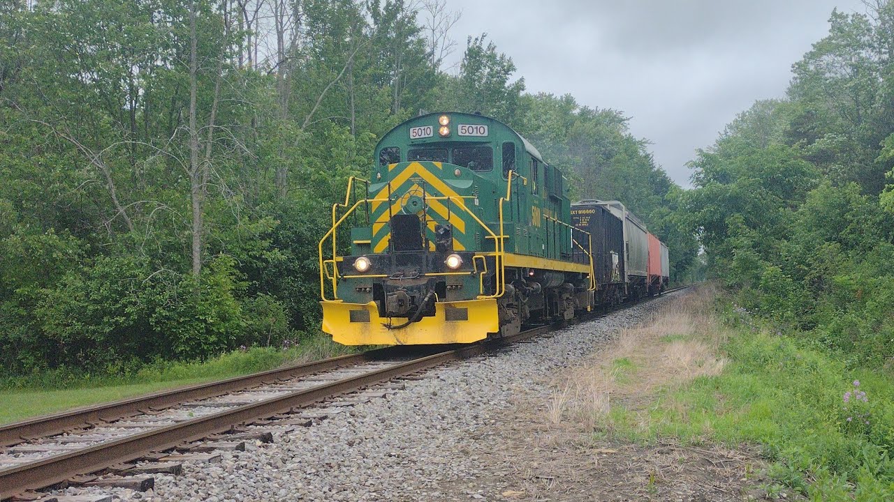 Buffalo Southern railroad 5010 RS 11 heading south on a gloomy morning ...