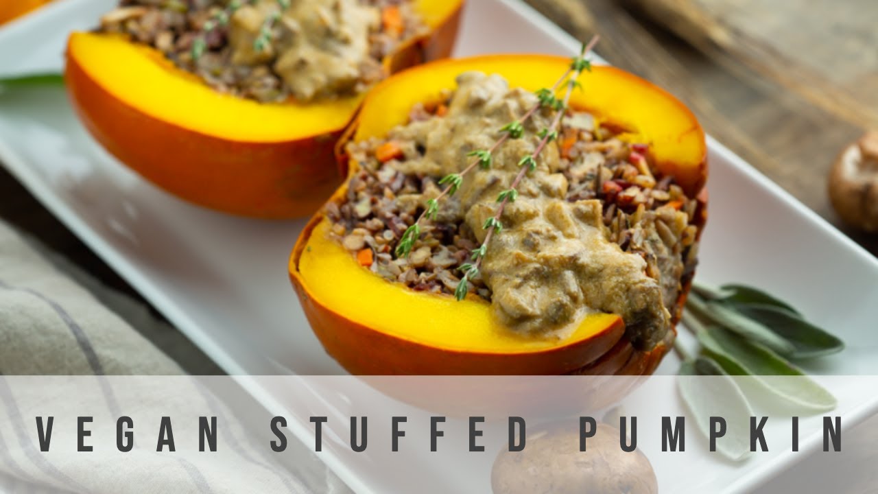 Vegan Holiday Entree-Stuffed Baby Pumpkin with wild rice and oyster ...