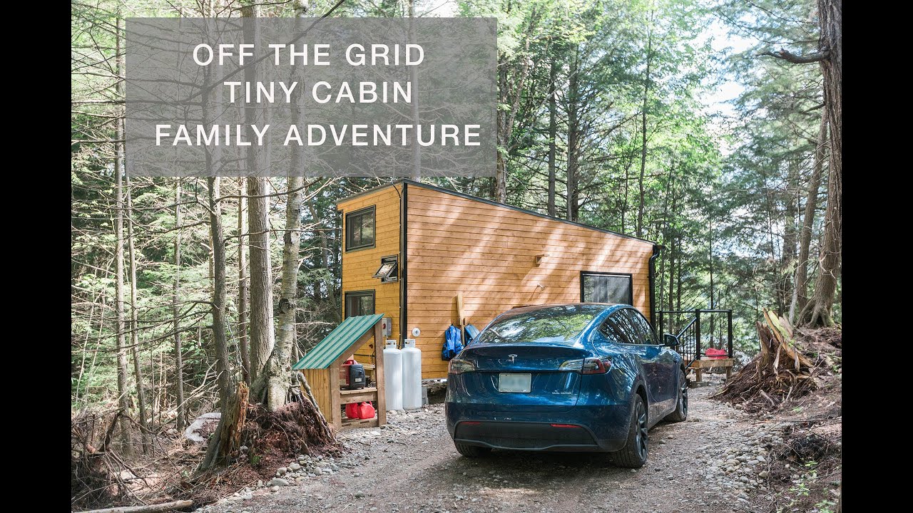 Tesla Y Off The Grid Tiny Cabin Adventure // Cabinscape - YouTube