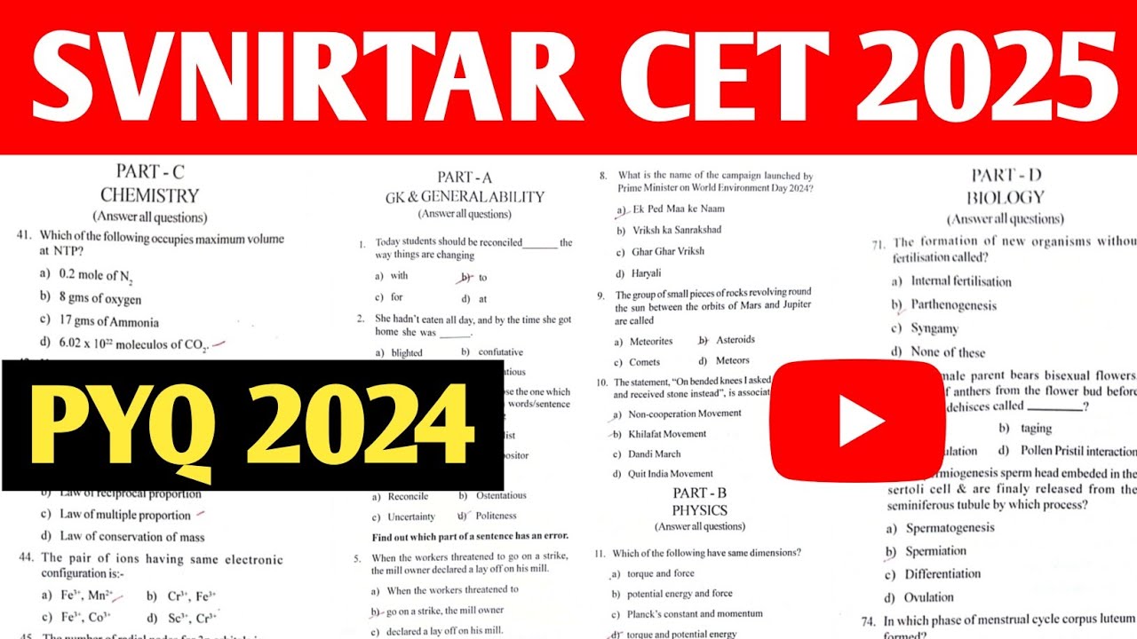 SVNIRTAR CET 2025 || PREVIOUS YEAR QUESTION DISCUSSION 2024 || AKASH KUMAR BEHERA - YouTube