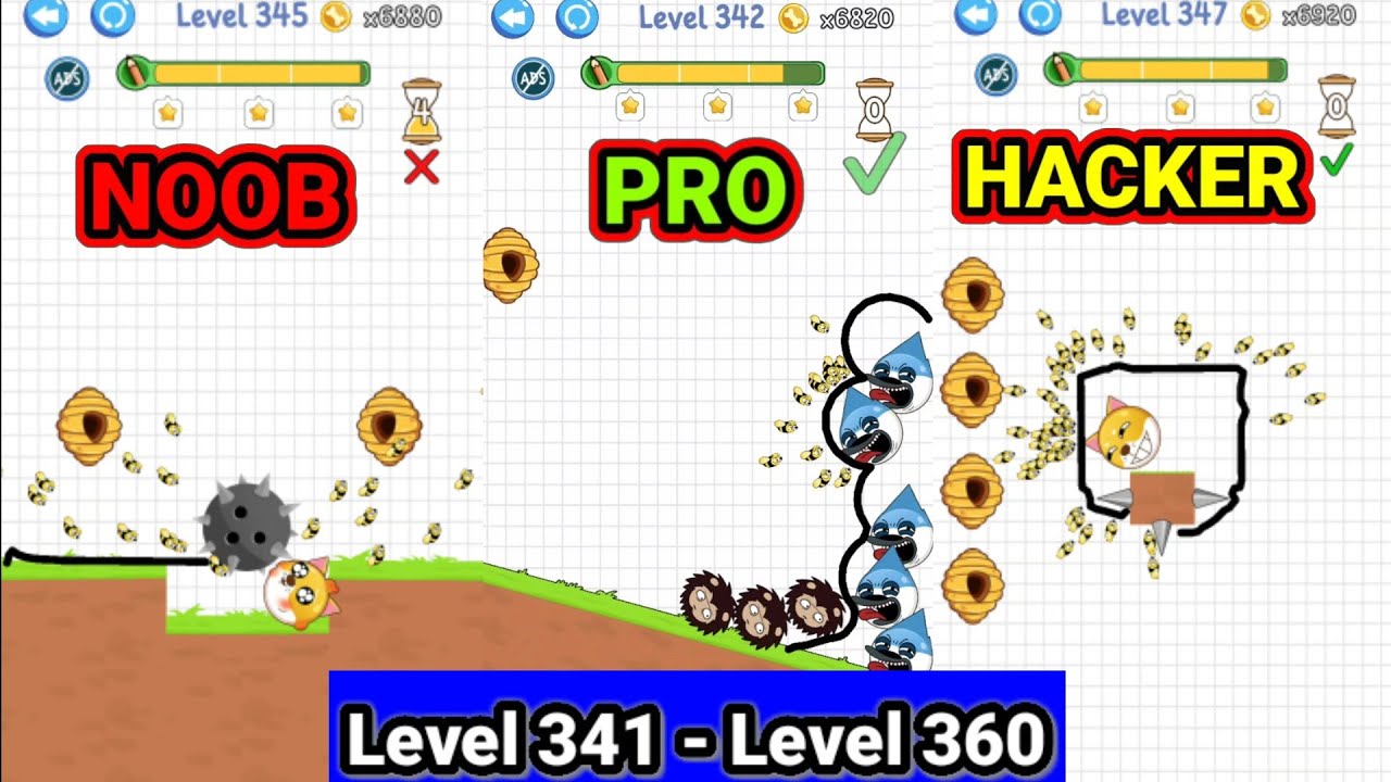 NOOB vs PRO vs HACKER || Level 341 - Level 360 || Draw To Save || Dog ...