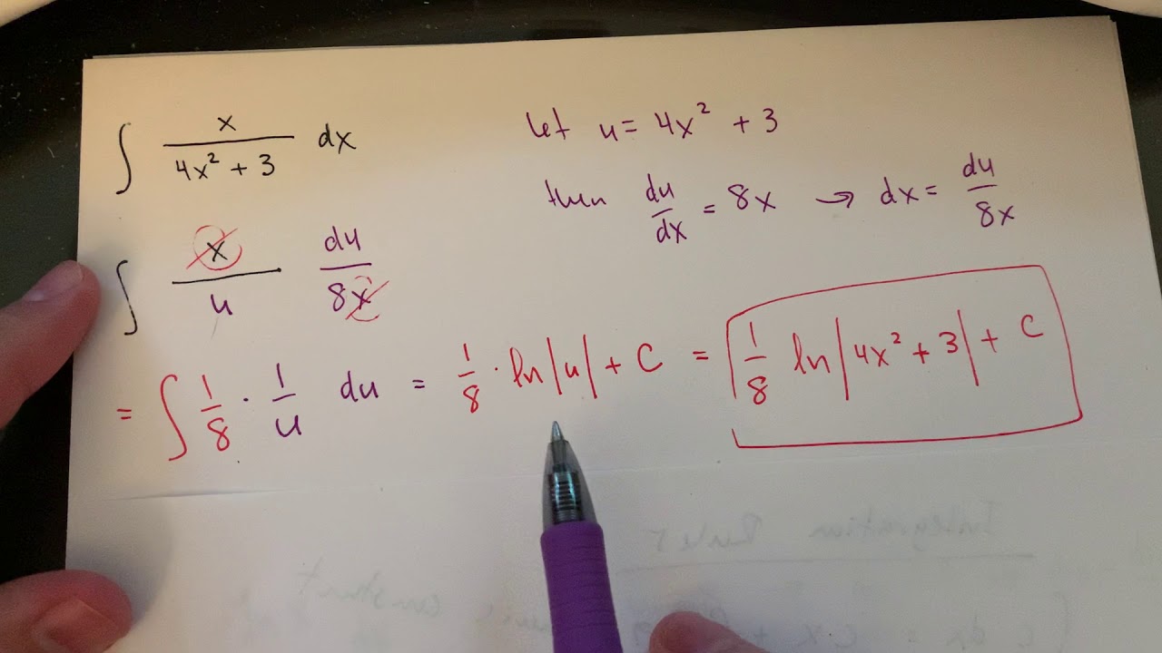 MA 250 U-Substitution Examples with Natural Log - YouTube