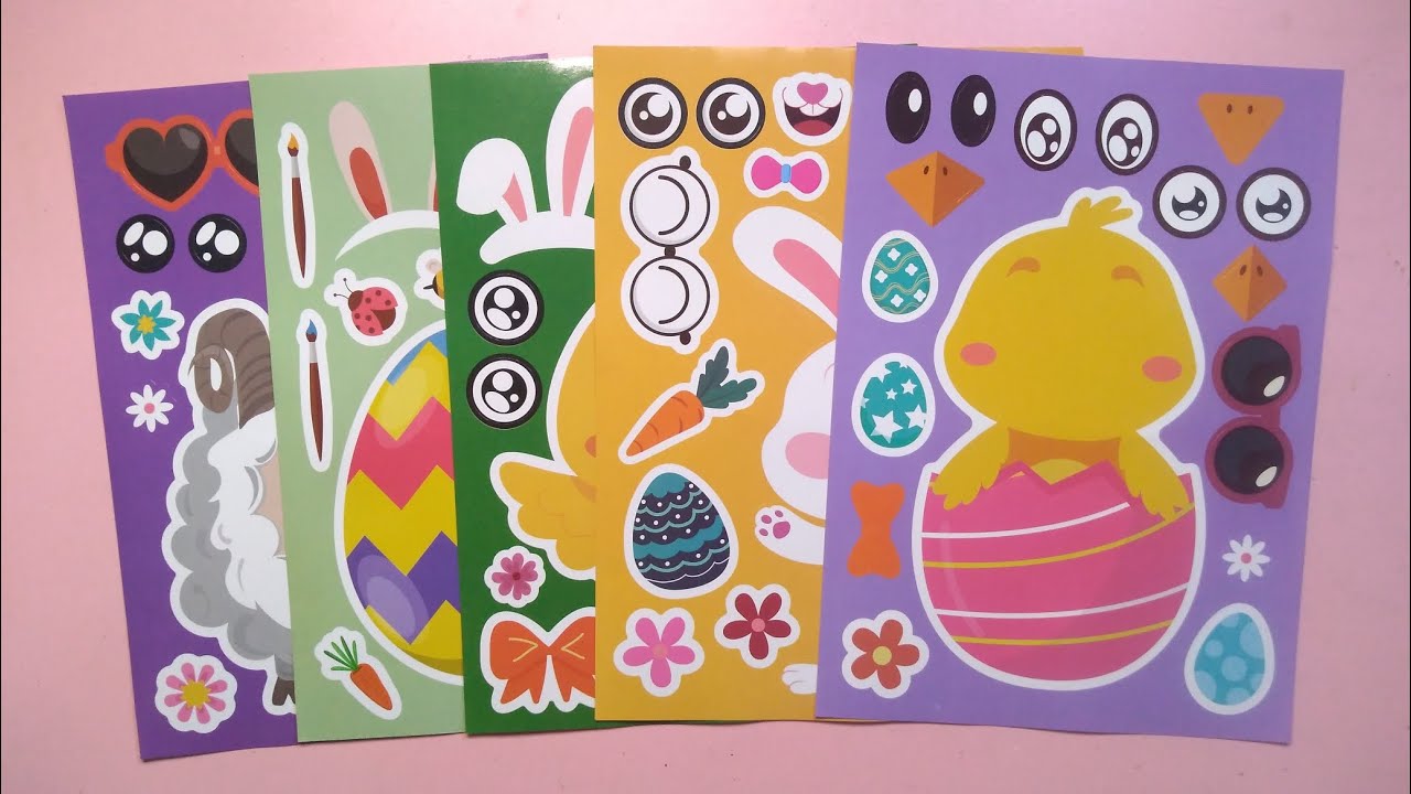 [Sticker Play] Make a face Easter egg with sticker boook - YouTube
