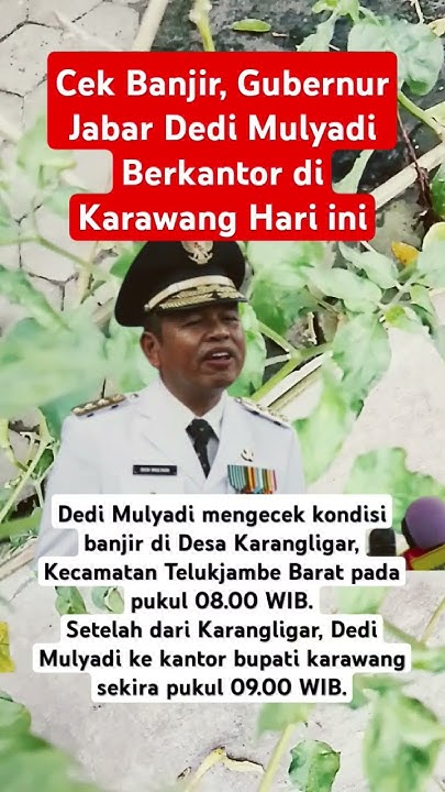 Cek Banjir, Gubernur Jabar Dedi Mulyadi Berkantor di Karawang Hari ini - YouTube