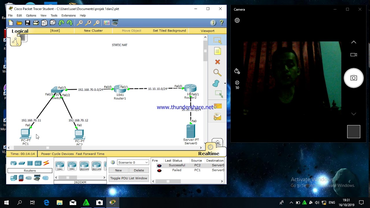 Tutorial konfigurasi NAT static dan PAT overload - YouTube