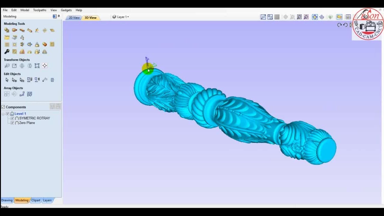 Vectric Aspire Rotary Tutorial-3#CNC Rotary Lathe Programming#Toolpath ...