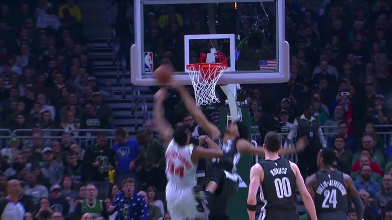 Jarrett Allen Blocks Giannis Antetokounmpo vs. Bucks [29.12.18.] - YouTube