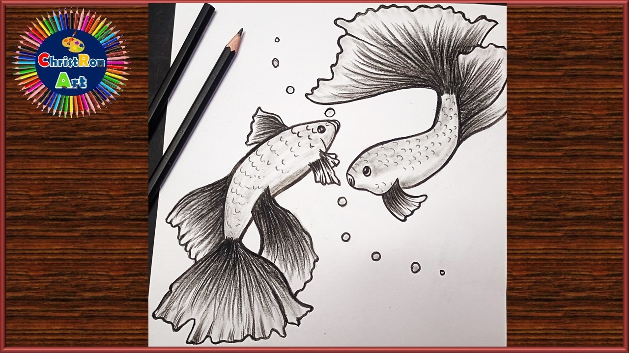 How to draw a fish | Fish sketching | Fish drawing with charcoal pencil ...