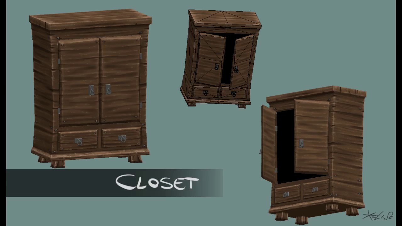 [3D][HandPainted] Low poly closet - INTERIOR HOUSE SERIE - YouTube