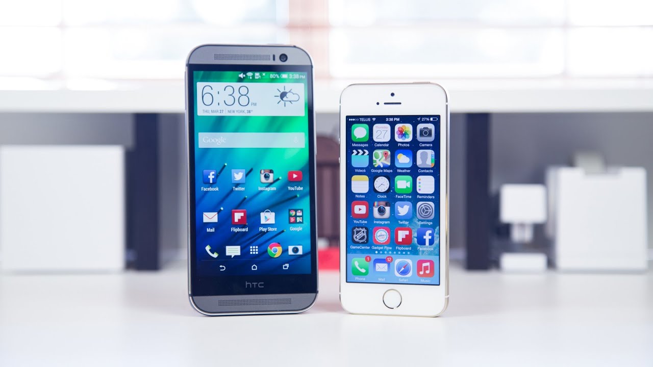 HTC One (M8) vs Apple iPhone 5S - YouTube
