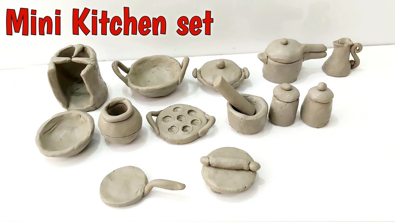 How to make cooking kitchen set with clay/ Miniature kitchen set ...