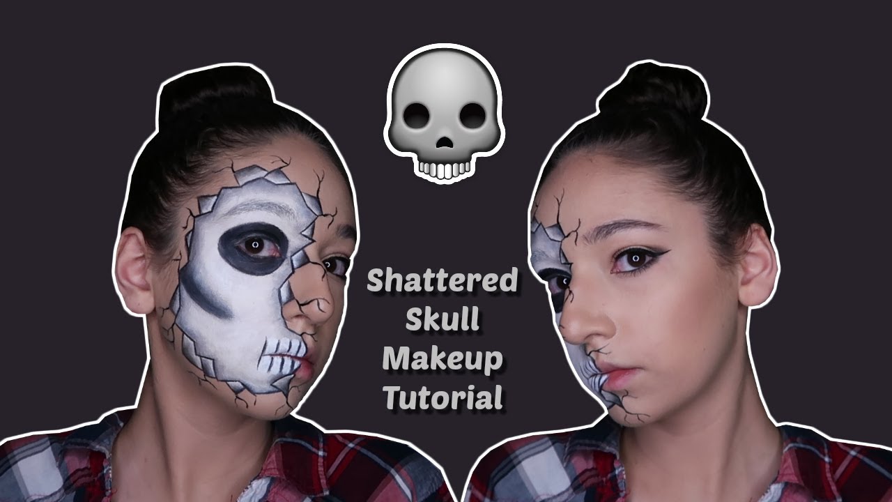 Shattered Skull Halloween Makeup Tutorial - YouTube