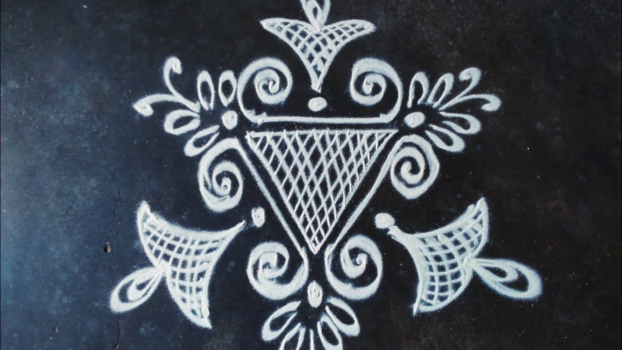 Triangle Design Rangoli ll Floral design Rangoli ll - YouTube