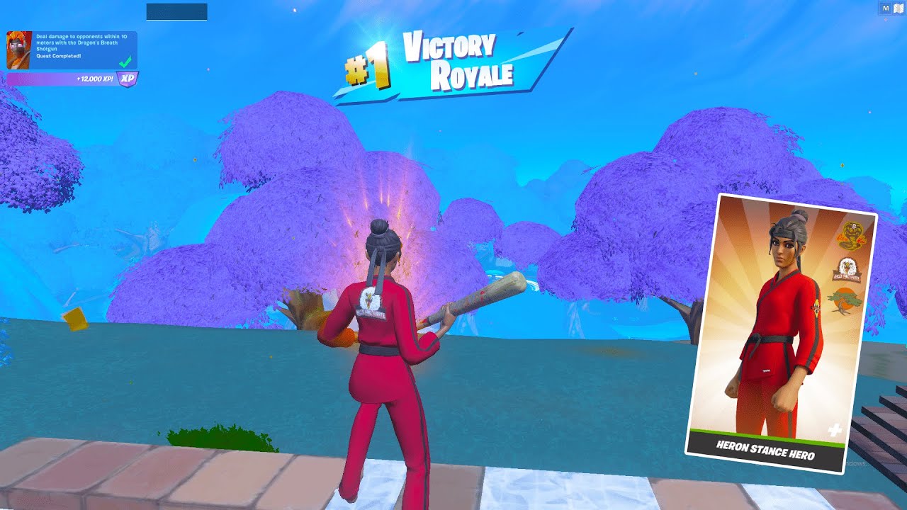 HERON STANCE HERO SKIN GAMEPLAY IN FORTNITE! (COBRA KAI X FORTNITE ...