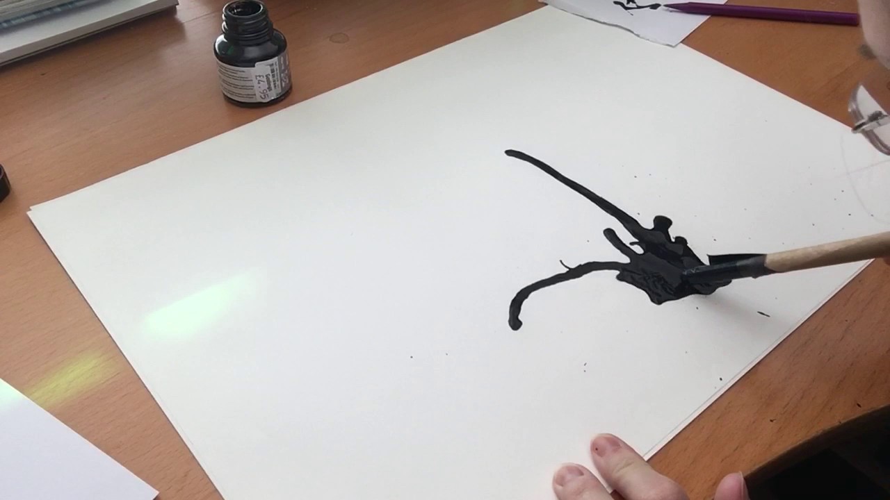 Ink blown tree logo in progress - YouTube