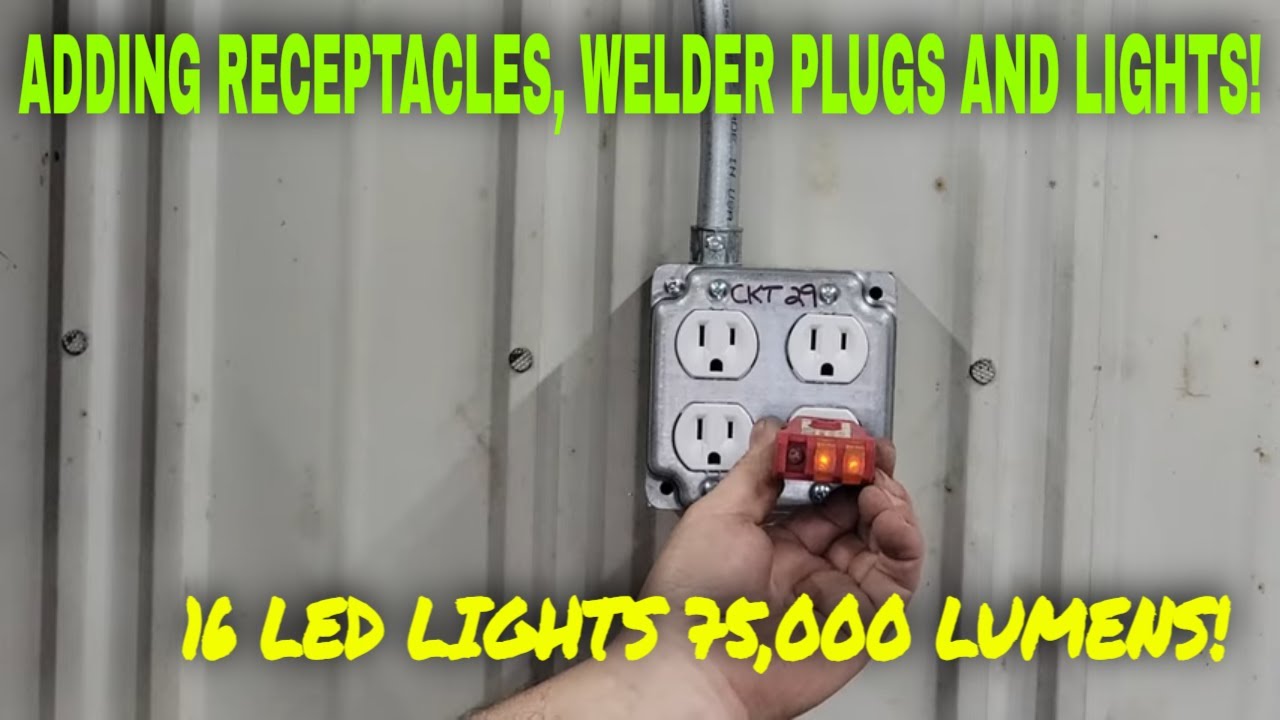 ADDING RECEPTACLES, WELDER PLUGS AND LOTS OF LIGHTS TO MY SHOP! - YouTube