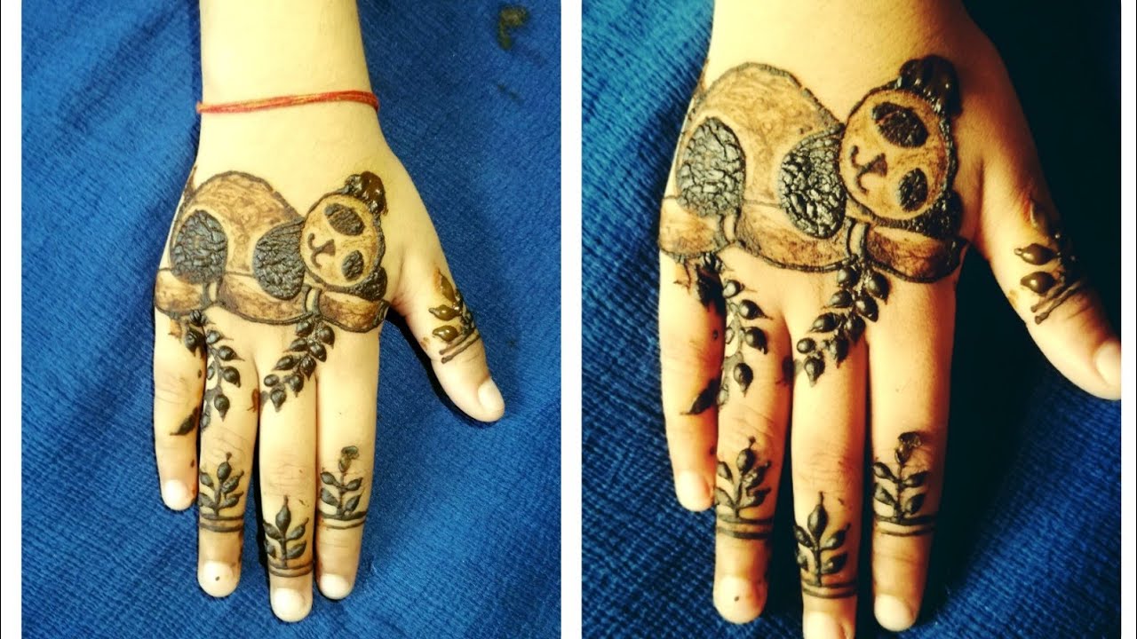 How To Make Panda Teddy Bear 🐼 ️ll Mehndi Design For kids ll Cartoon ...