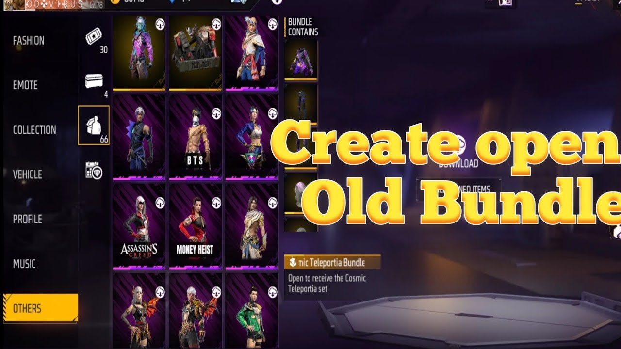 Open my old bundle and guns create | Old rare item | - Free Fire Max ...