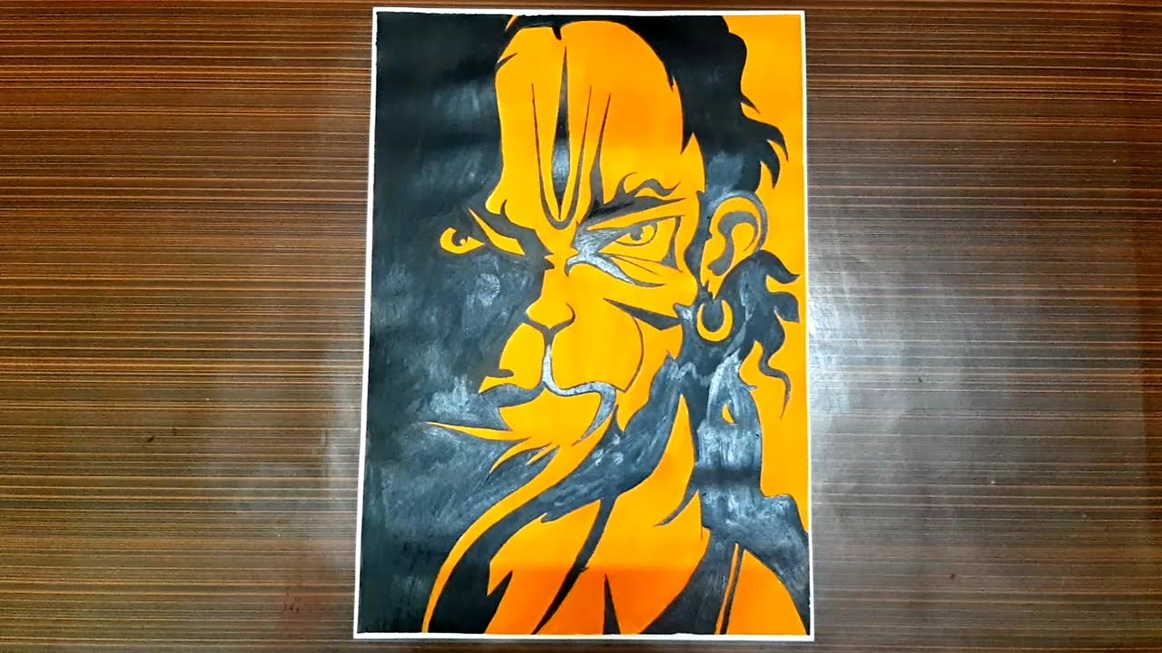 Jai Hanuman Drawing with just two colors l Bajrangbali drawing l Artist ...