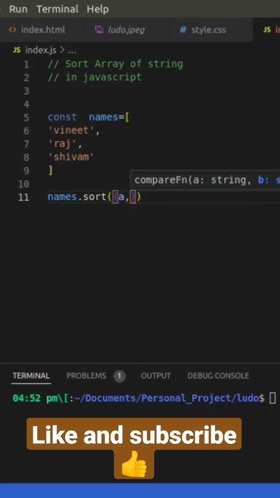 How to Sort Array of String in Javascript that you must know #shorts #short #ytshorts - YouTube