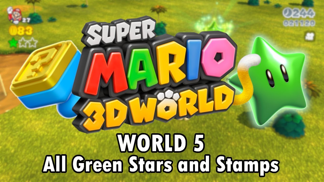 World 5 - All Green Stars and Stamps - Super Mario 3D World - YouTube