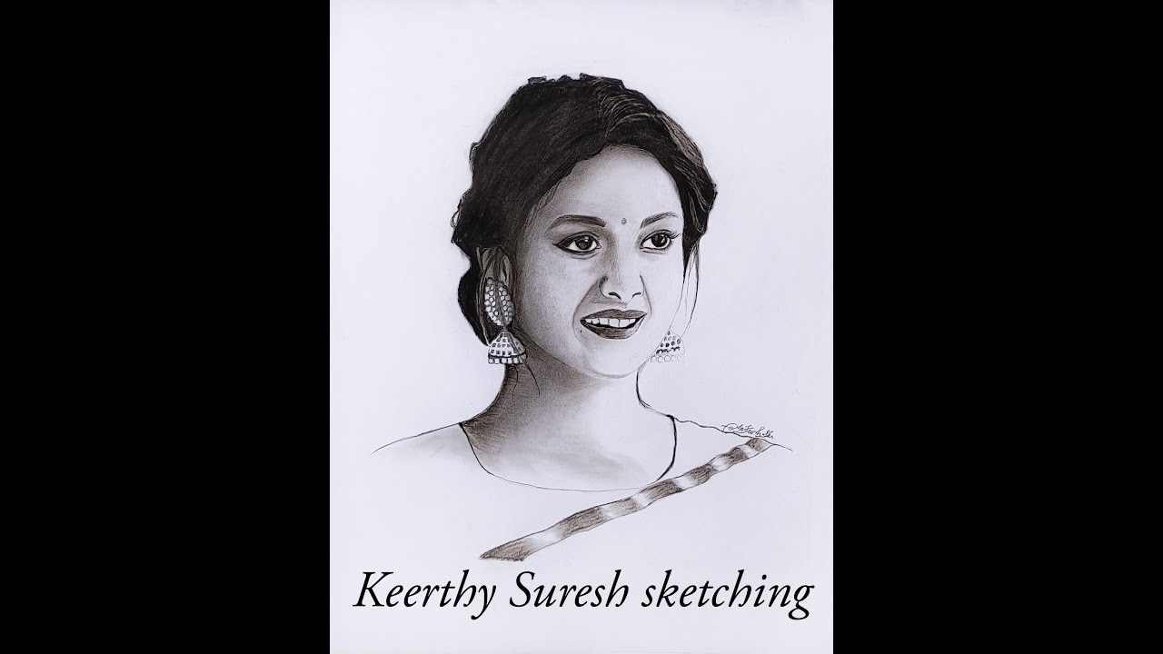Keerthy Suresh sketching | How to draw Keerthy Suresh | Potrait ...