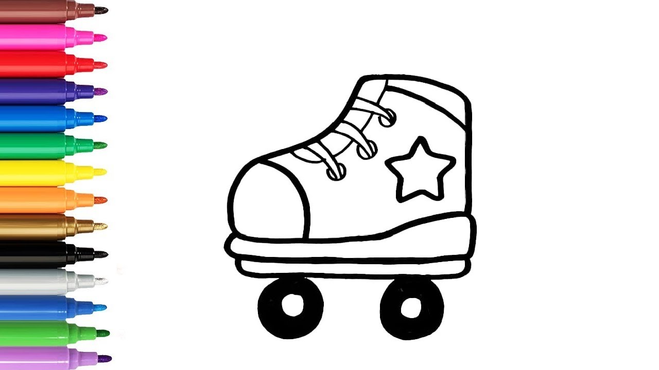 How to Draw a Roller Skate 🛼😍 🌈Roller Skate Drawing | Easy Drawing and ...
