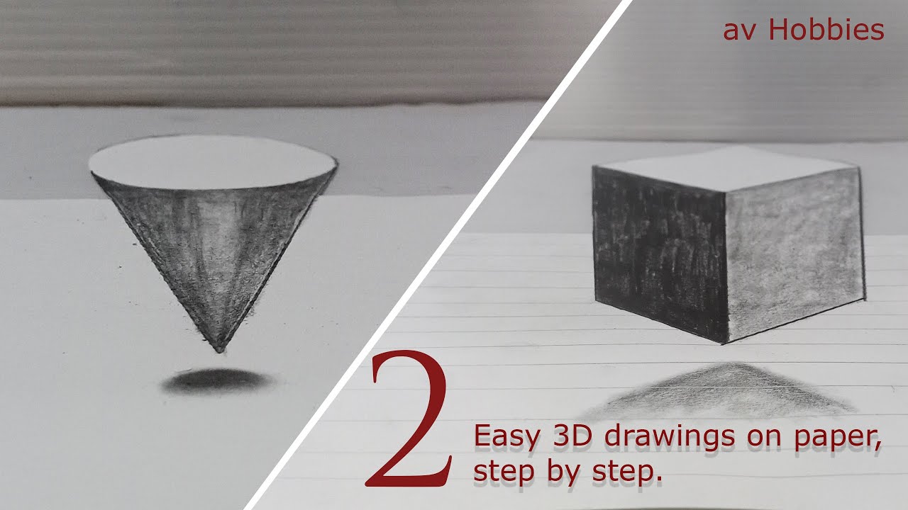 3D trick on a paper, with graphite pencil - YouTube