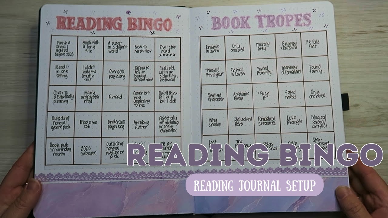 Making two reading bingo games for my 2026 reading journal - YouTube