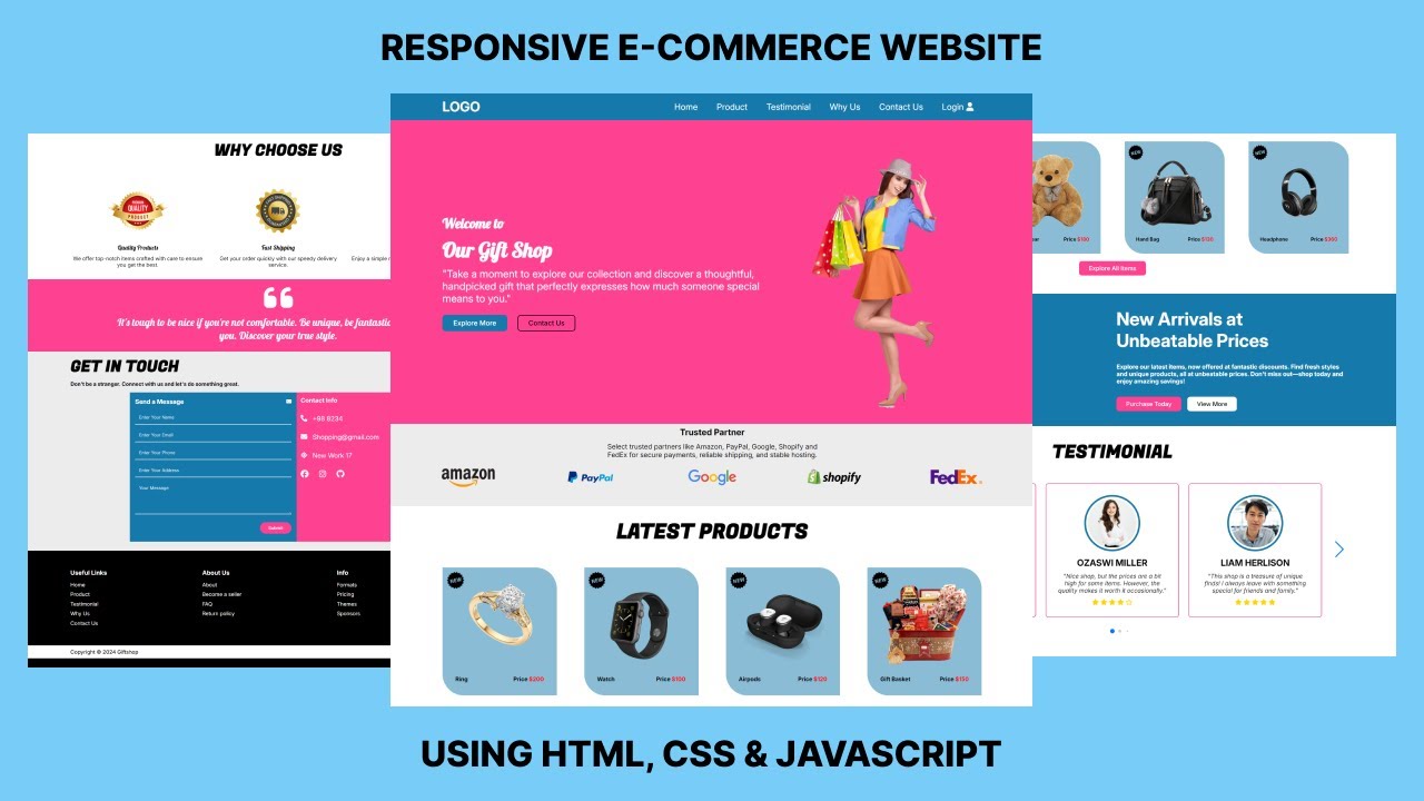 Create A Website Using Html Css And Javascript E Commerce Website In 6702