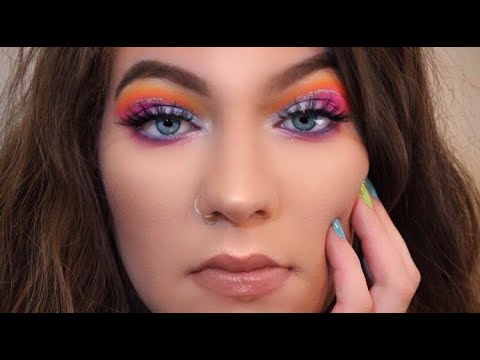 COLORFUL OMBRE SUNSET MAKEUP TUTORIAL! JAMES CHARLES PALETTE! - YouTube