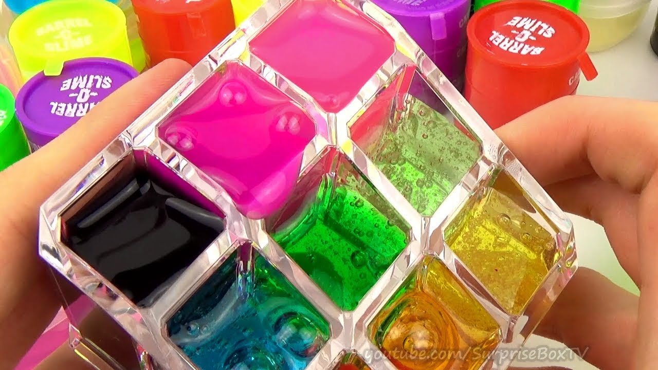 MAKING GLITTER SLIME Learn Colors BLOWING SLIME BUBBLES Mixing Slime ...