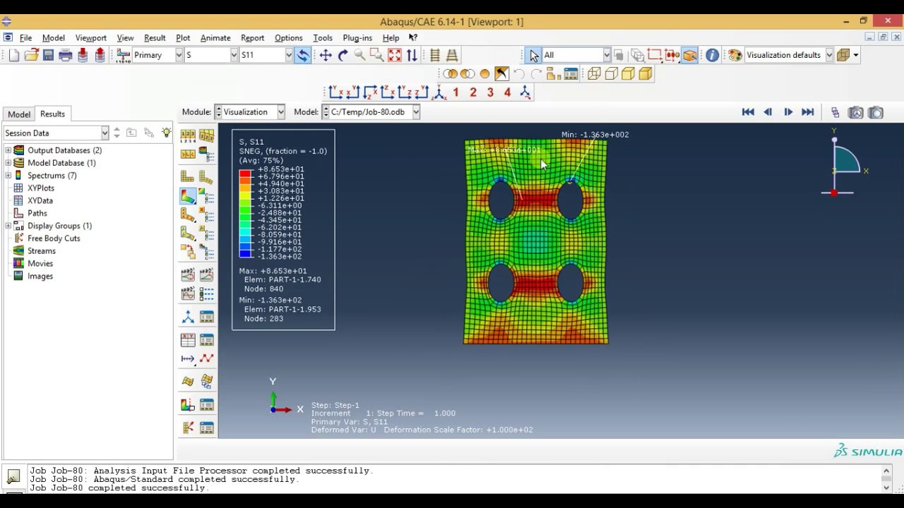 Abaqus Tutorial Videos - Analysis of a Plate with Multiple Hole (3D Shell Model) - YouTube