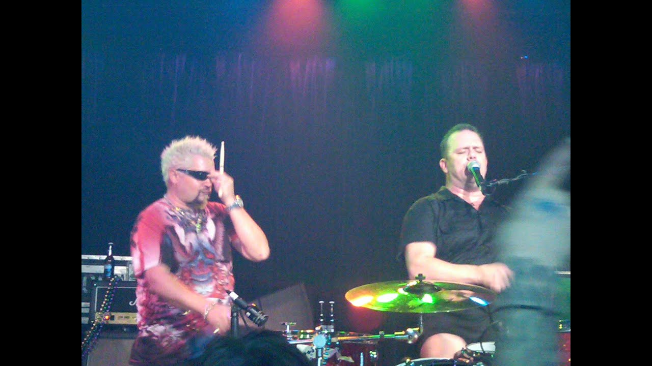 Guy fieri Hops on Stage and Plays Drums at Slims San Francisco with ...