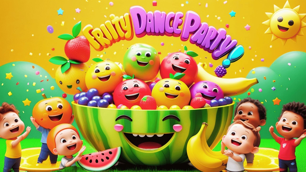 Fruity Dance Party! 🎵 Toddler Fruit Song to Learn Colors & Move 🍎🕺 ...