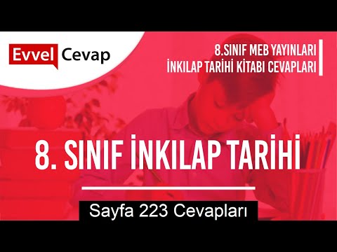 8. Sınıf İnkılap Tarihi Meb Yayınları Ders Kitabı Cevapları Sayfa 223