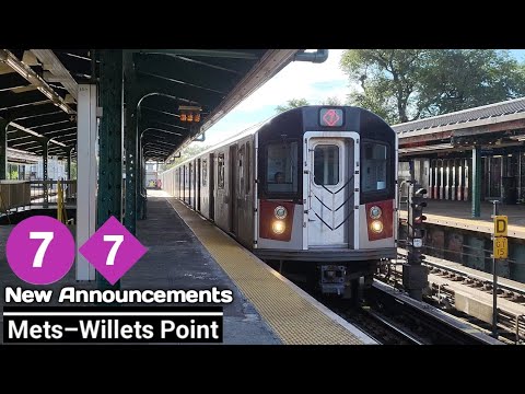 IRT Flushing Line: R188 (7) Train Action @Mets-Willets Point w new R188 ...